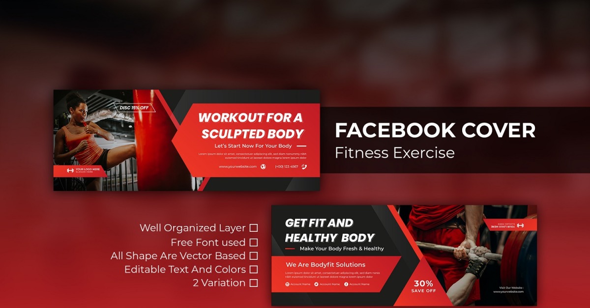 Fitness Exercise Facebook Cover Social Media