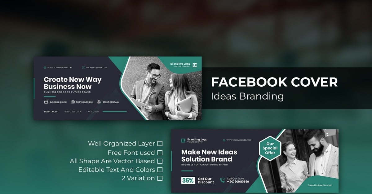 Ideas Branding Facebook Cover Social Media - TemplateMonster