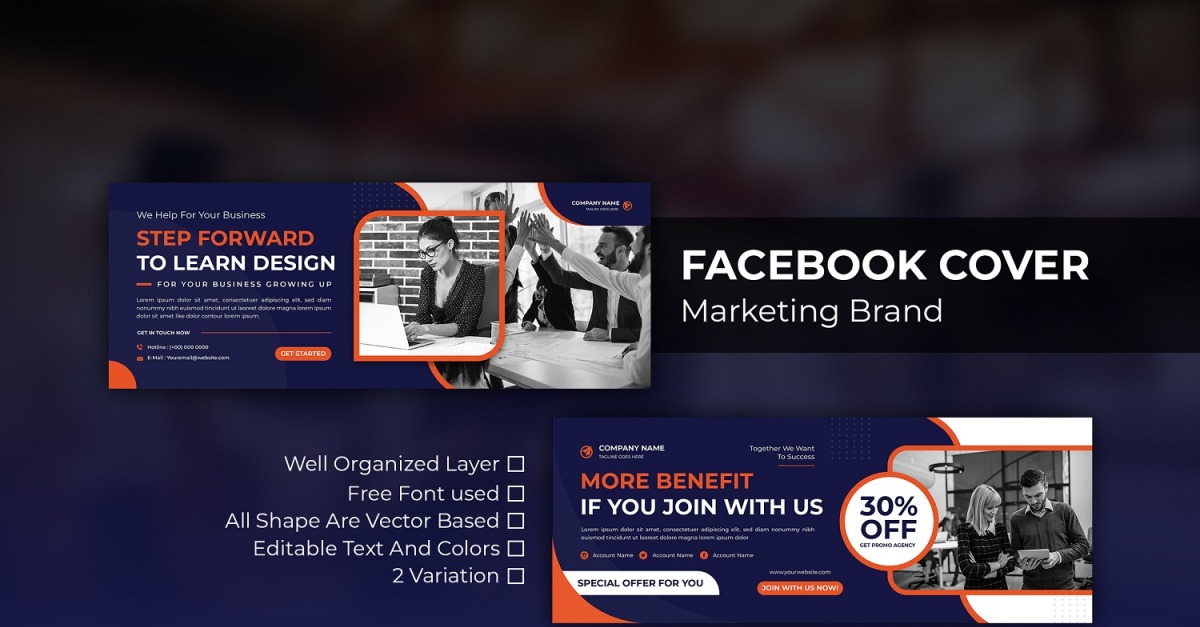 Marketing Brand Facebook Cover Social Media - TemplateMonster