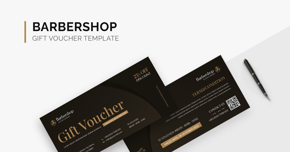Barbershop Discount Gift Voucher #184591 - TemplateMonster