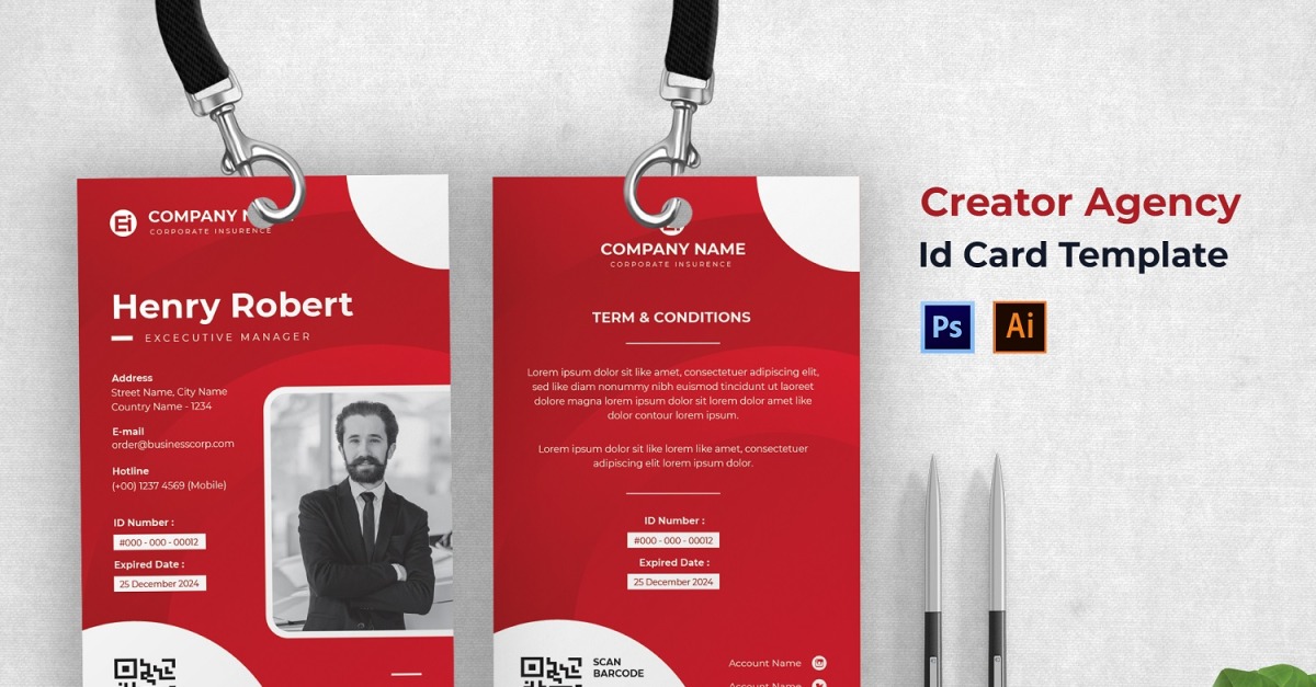 Creator Agency Id Card Print Template - TemplateMonster
