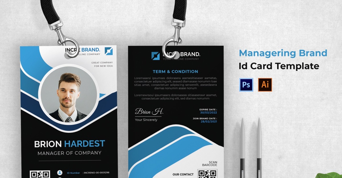 Managering Brand Id Card Print Template - TemplateMonster