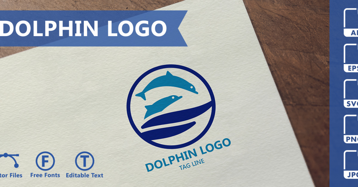 Modelo de logotipo comercial Dolphin - TemplateMonster
