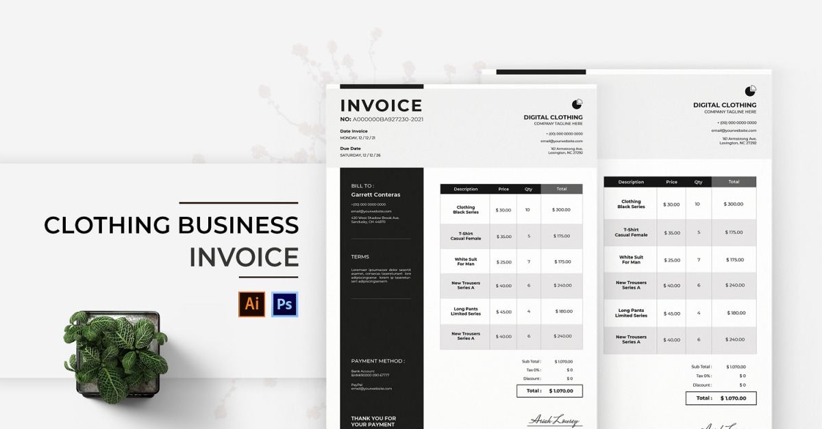 Clothing Business Invoice #184973 - TemplateMonster