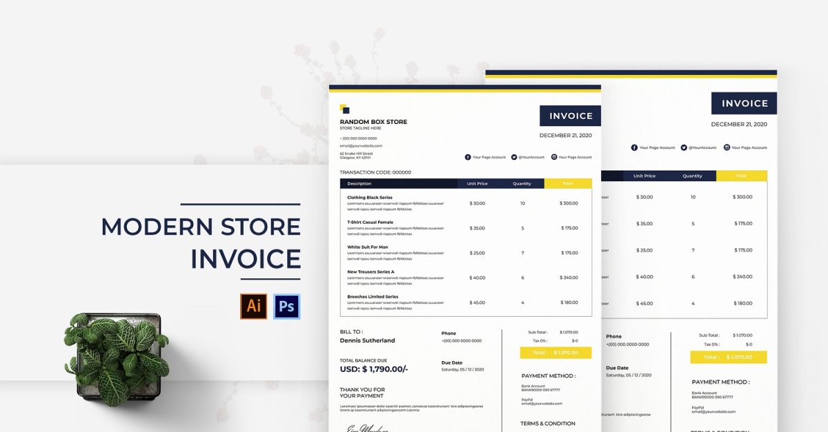Modern Store Invoice Print Template #184974 - TemplateMonster