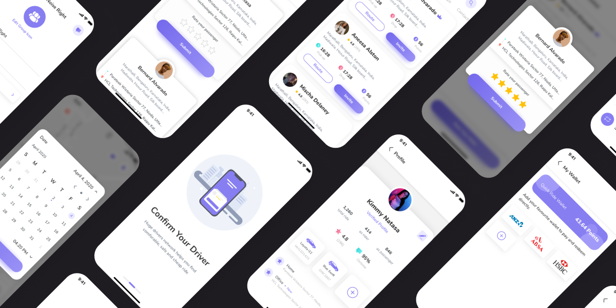 PoolRide - Car Pooling Mobile App UI Kit - TemplateMonster