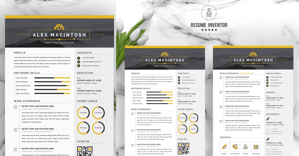 Alex / CV Template Plantillas de currículum vitae imprimibles
