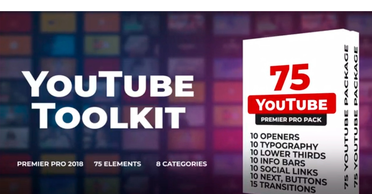 70 YouTube Toolkit Package Premiere Pro Template
