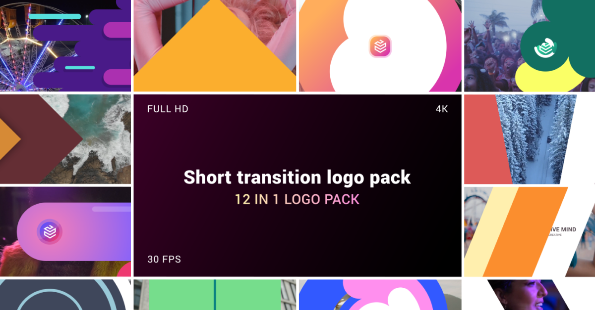 Minimal Short Transition Logo Pack After Effects Template