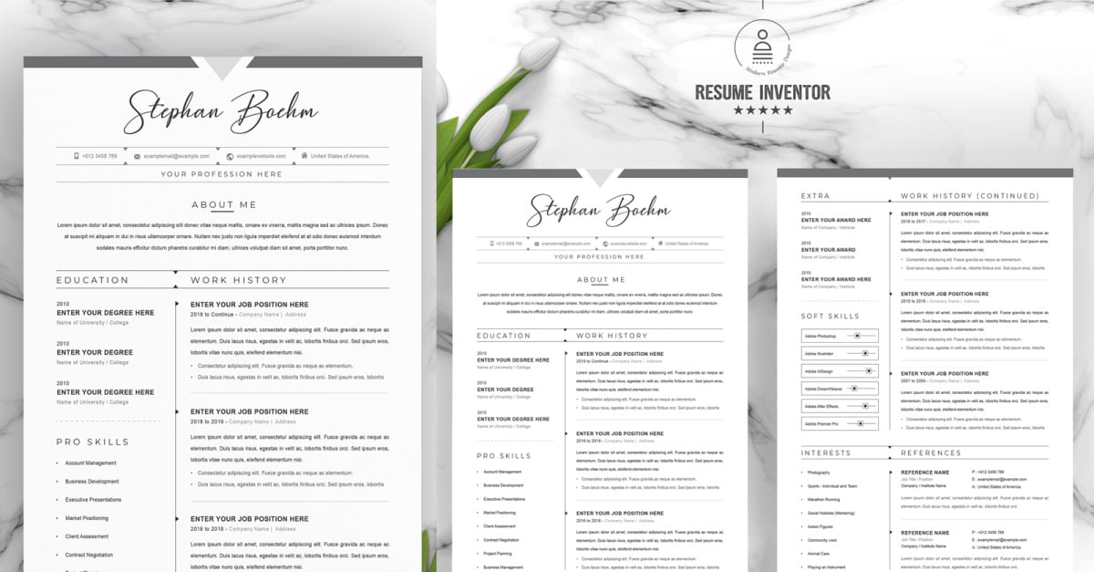 Stephan / CV Template Printable Resume Templates