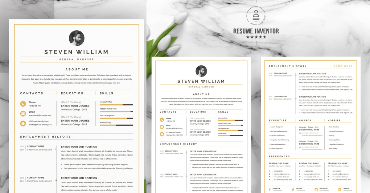 Steven / CV Template Printable Resume Templates