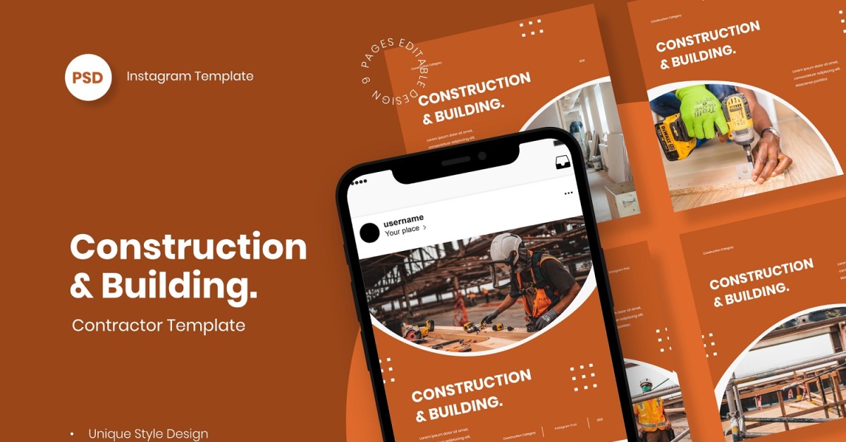 Construction & Building Instagram Post Template Social Media