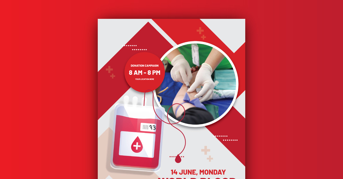 World Blood Donation Day Flyer Design - TemplateMonster