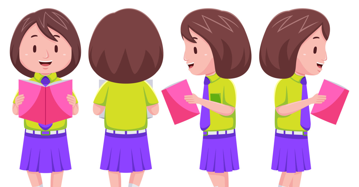 Cute Kids Girl Student with Books #01 - TemplateMonster