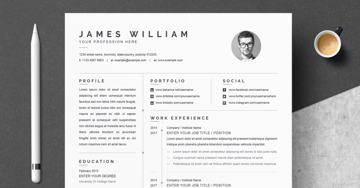 James / CV Template Plantillas de CV imprimibles