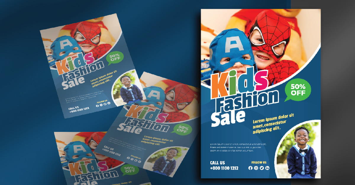Kids Summer Fashion Sale Flyer Corporate Identity Template