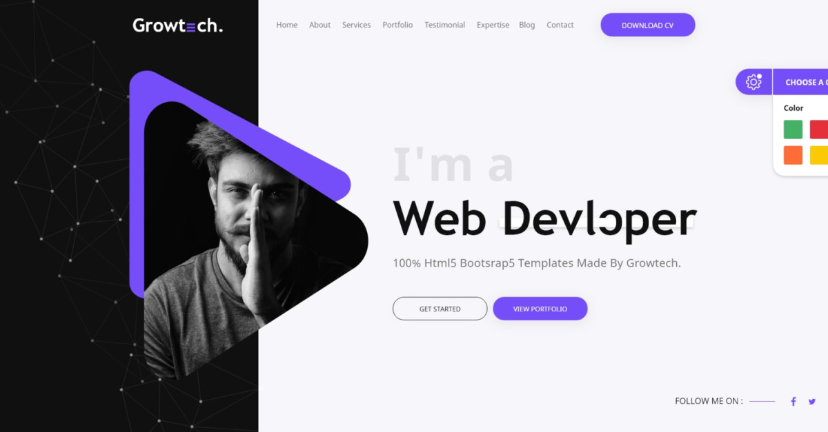 Growtech Personal Portfolio Landing Page Template