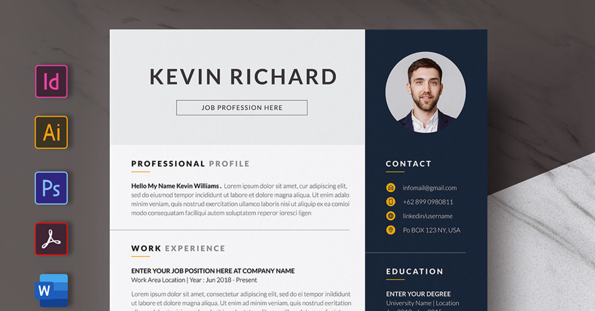 Elegant Resume Or CV Template #186704 - TemplateMonster