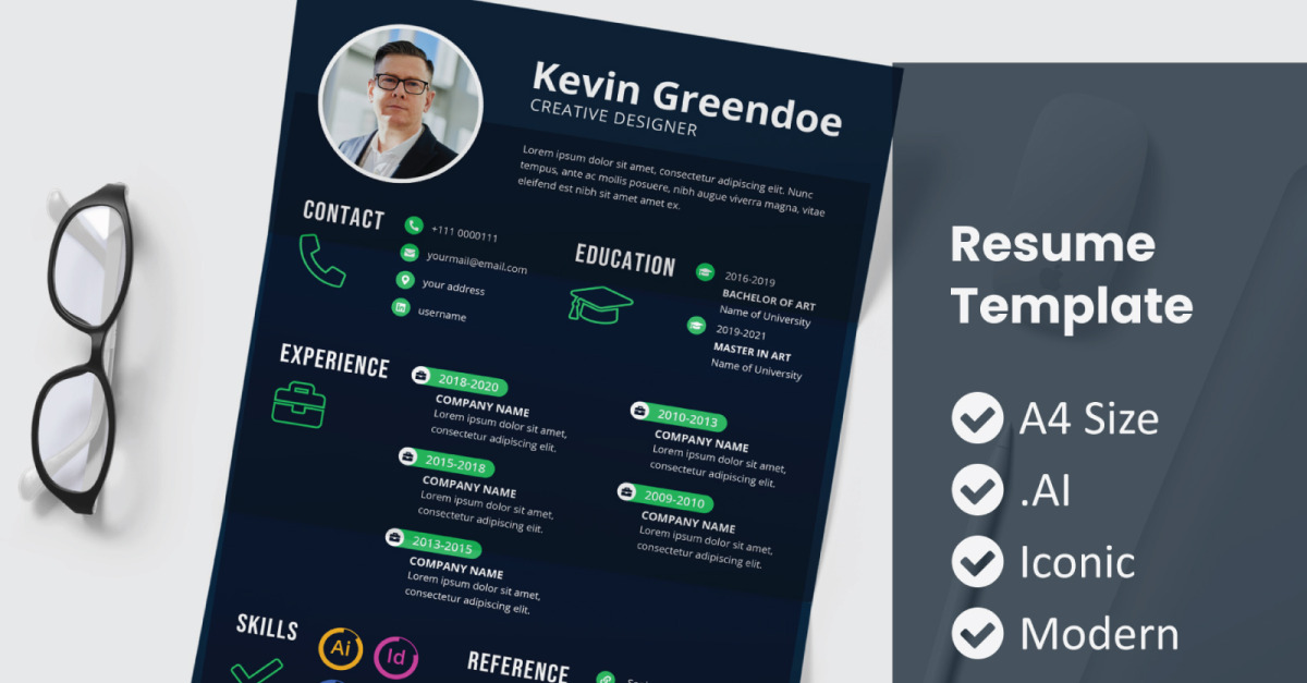 Kevin Vol 24 Printable Resume Template - TemplateMonster