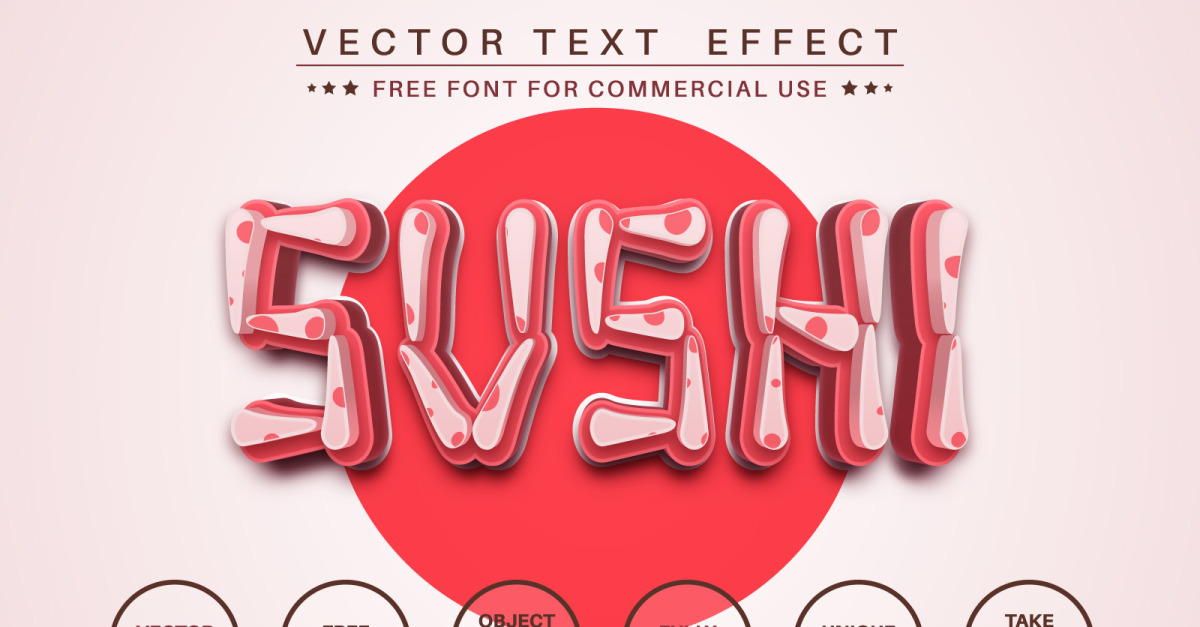 Sushi - upravitelný textový efekt, styl písma, grafické znázornění