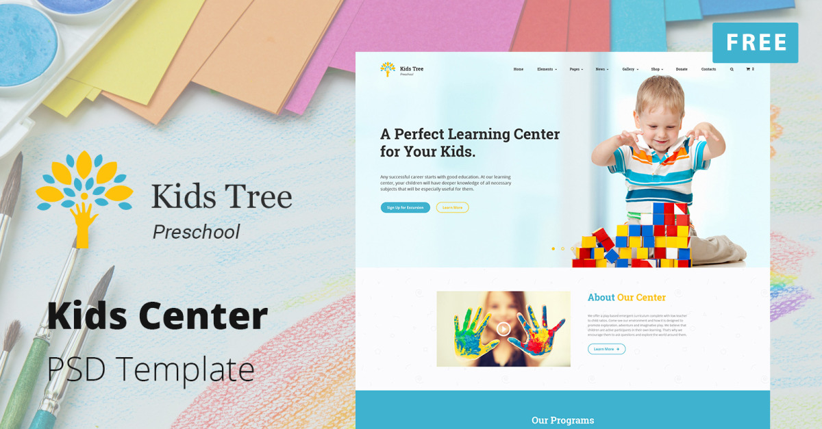 Free Kids Center PSD Template - Kids Tree - TemplateMonster