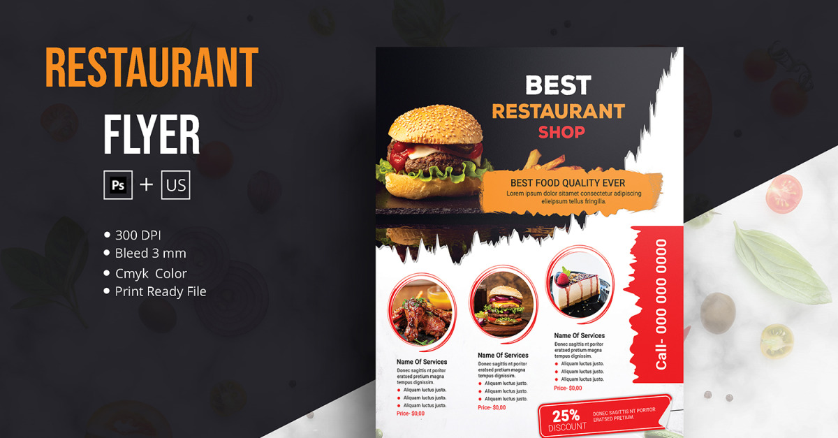 Restaurant Menu Flyer Corporate Identity Template