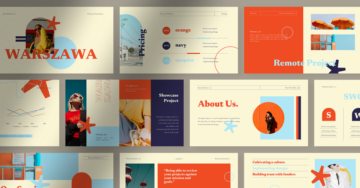 Warszawa Retro-Business-Präsentation PowerPoint-Vorlage