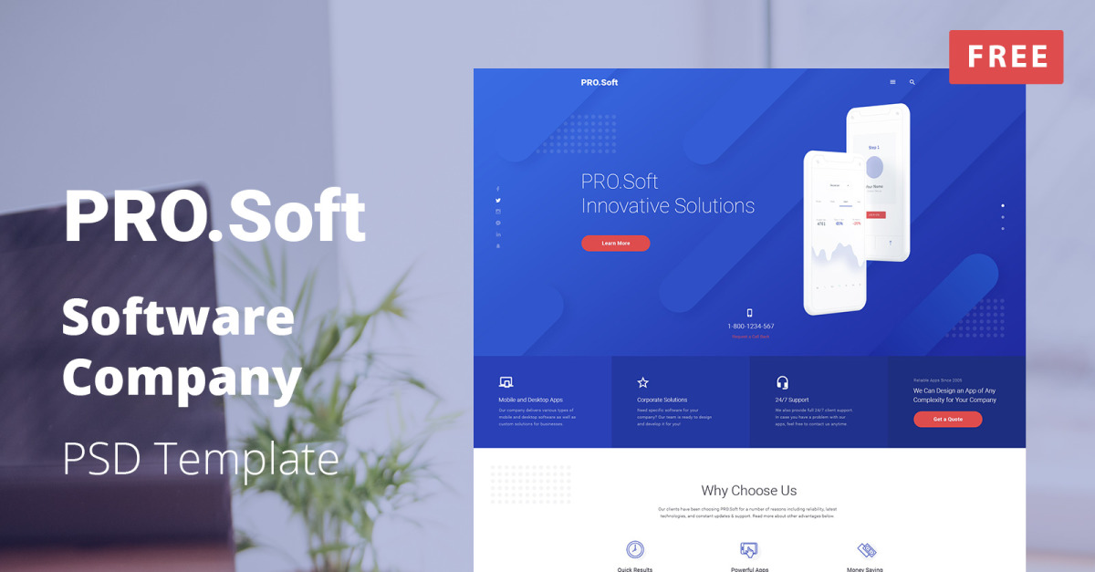Free Software Company PSD Template - PixLab - TemplateMonster