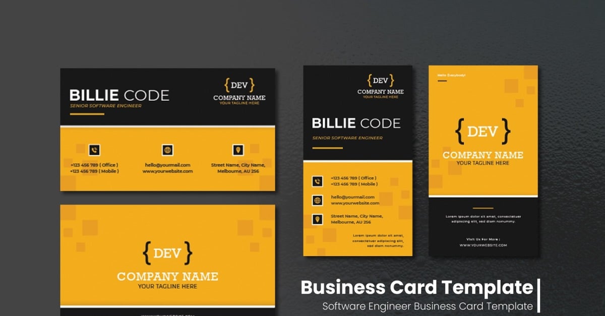 Software Engineer Business Card #188083 - TemplateMonster
