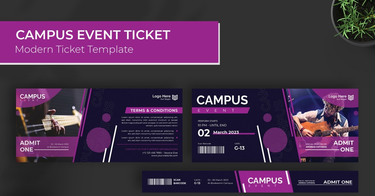 Campus Event Ticket Print Template #188141 - TemplateMonster