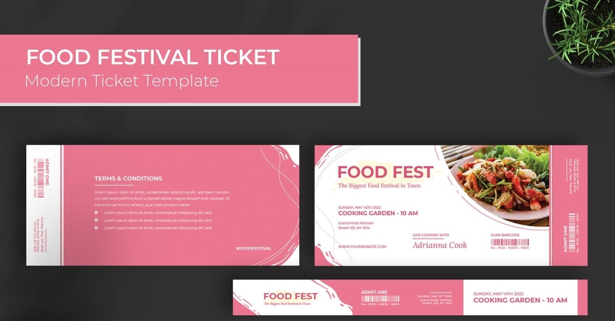 Food Festival Event Ticket #188142 - TemplateMonster