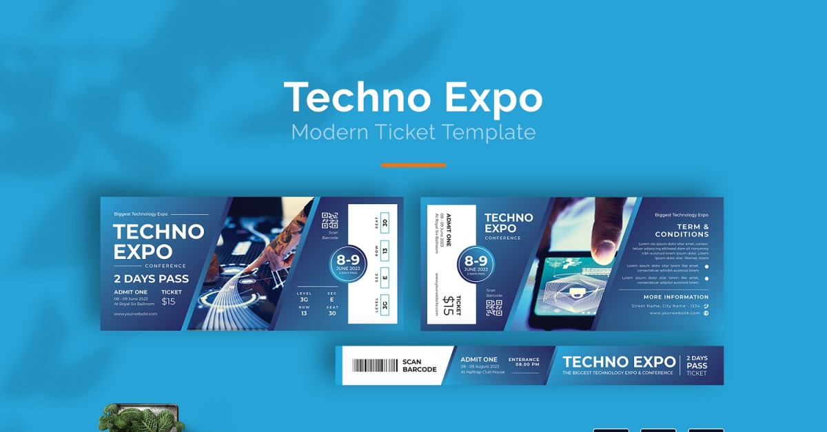 Modelo de impressão de ingresso da Techno Expo