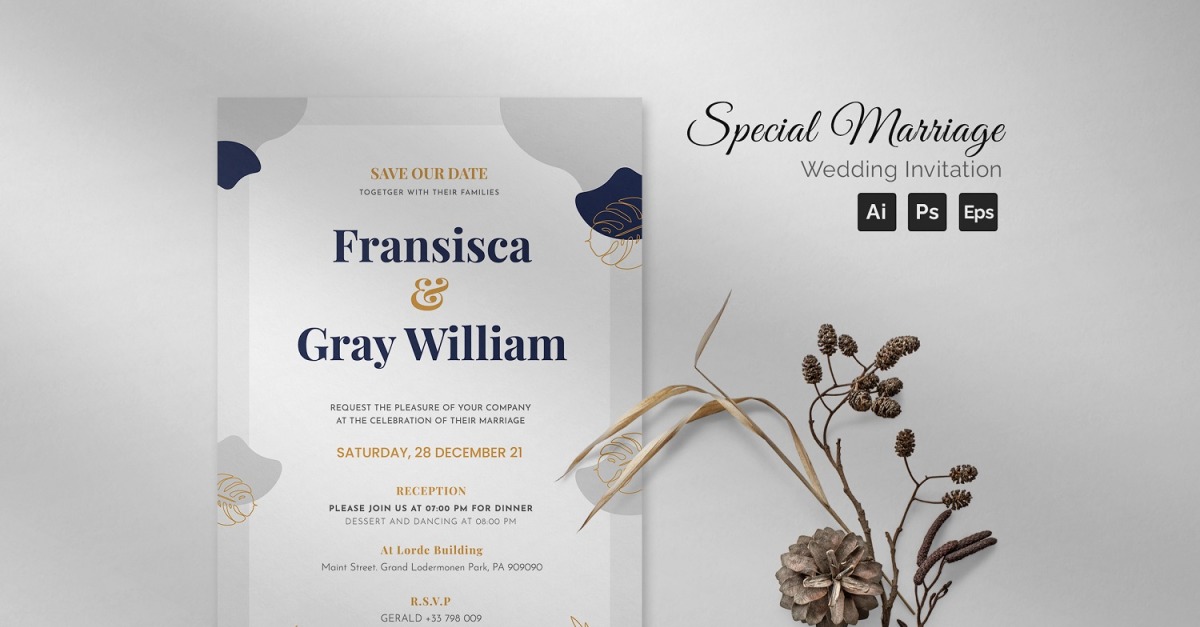 Special Marriage Wedding Invitation #188177 - TemplateMonster