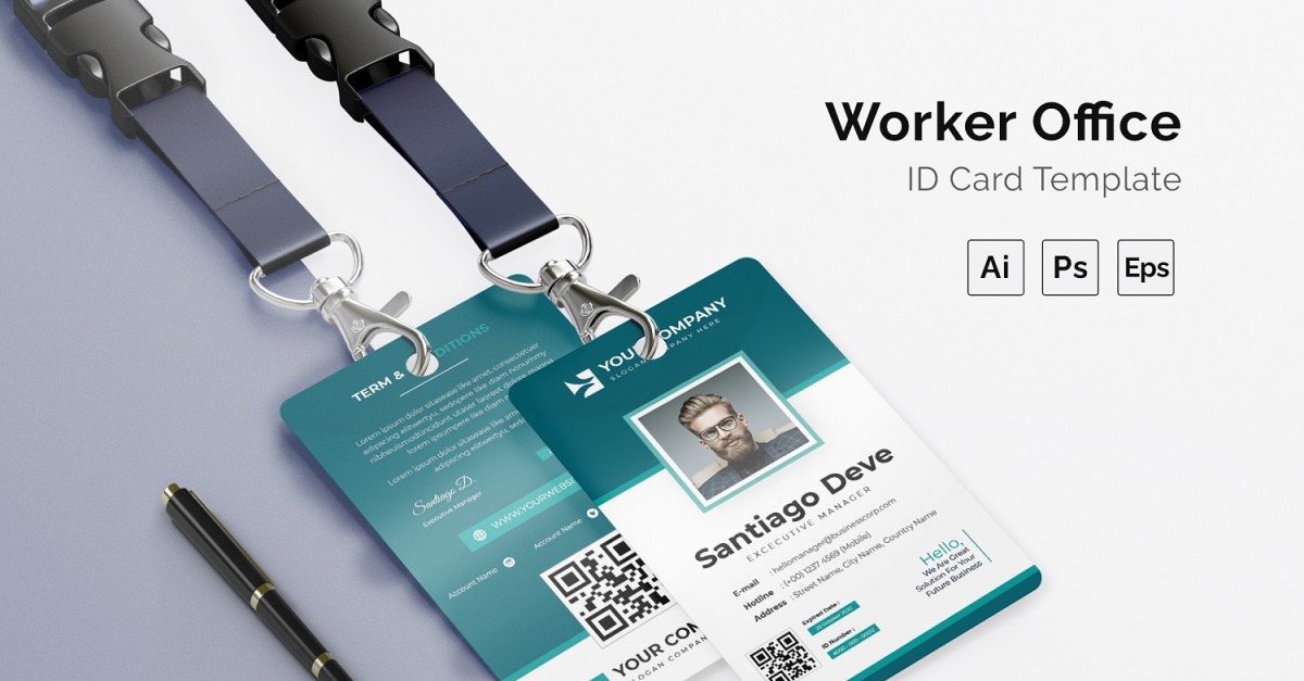 Worker Office Id Card Print Template - TemplateMonster