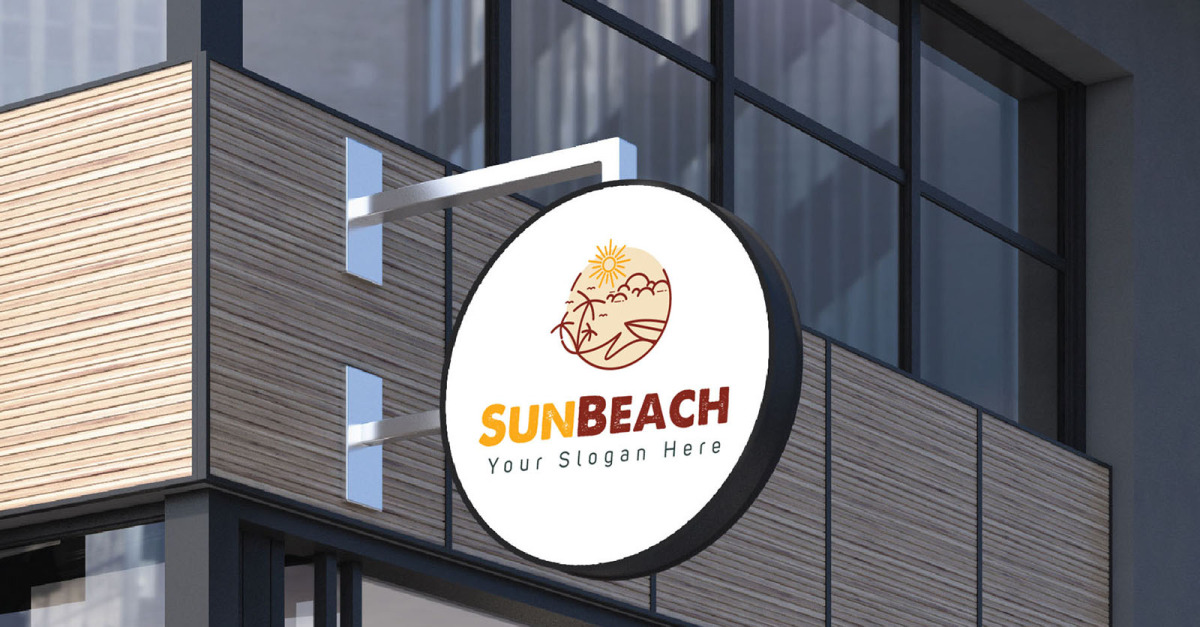Sun Beach Logo Design Template #188407 - TemplateMonster