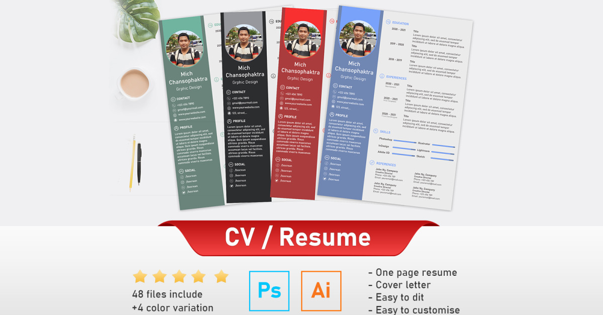 Professional CV Resume Photoshop Template - TemplateMonster