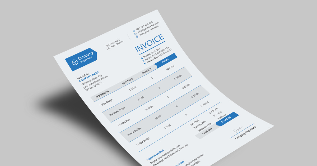 Best Invoice Template Design #188807 - TemplateMonster