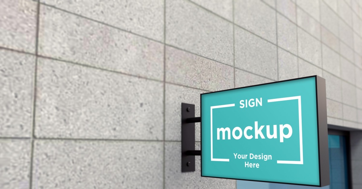 Square Wall Mount Signage Mockup Template - TemplateMonster