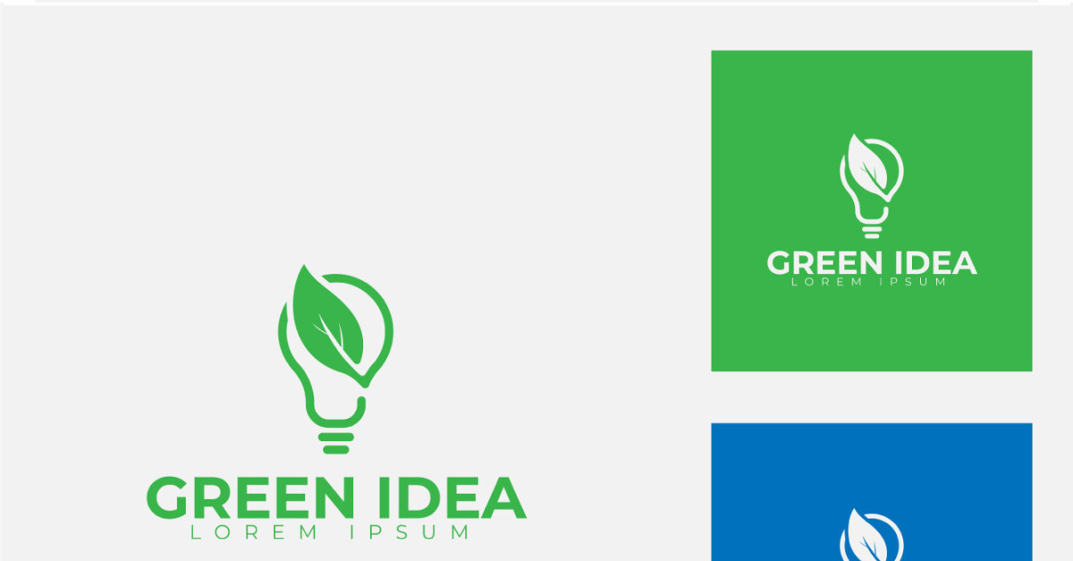 Grüne Idee Logo-Design-Konzept für Glühbirne Licht mit grünem Blatt