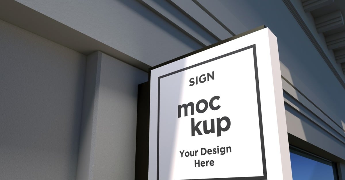 Square Shaped Mount Billboard Signage Mockup Template