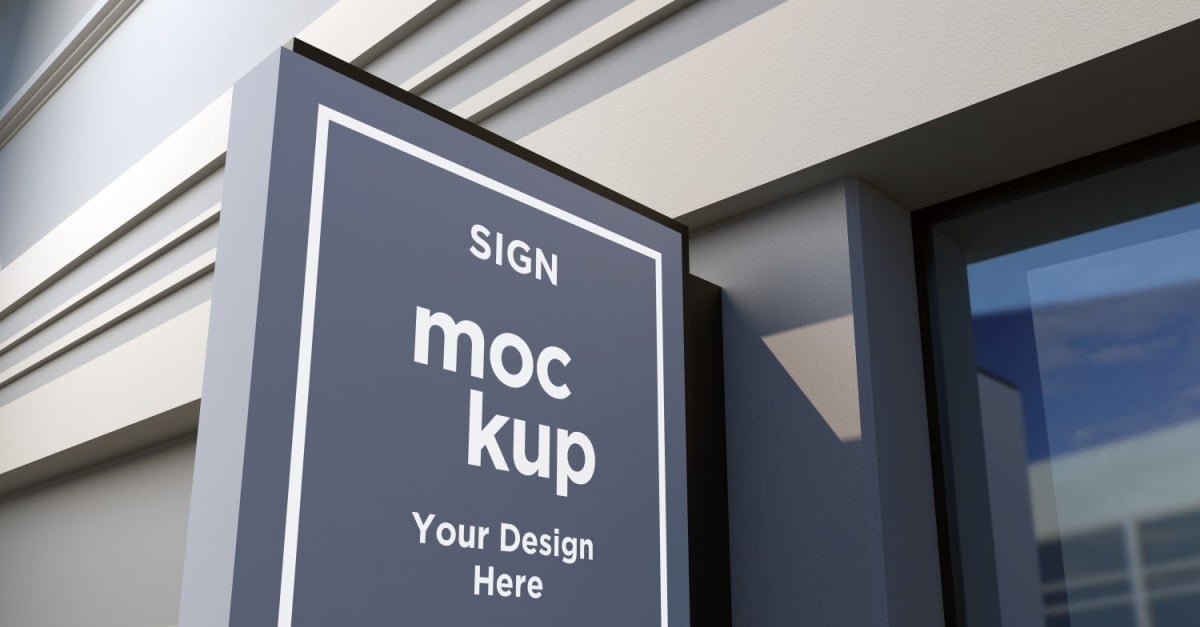 Wall Mount Square Shape Signage Mockup Template