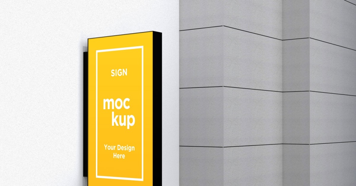 Rectangular Wall Mount Sign Board Mockup Template