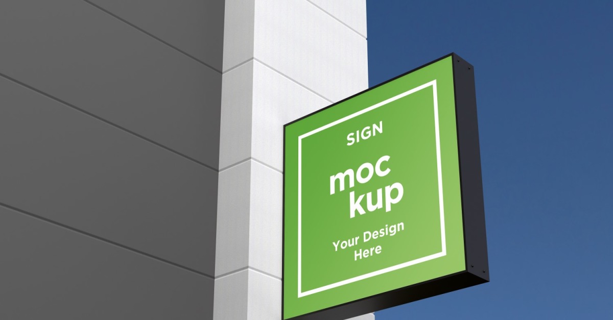 Square Shaped Billboard Signage Mockup Template