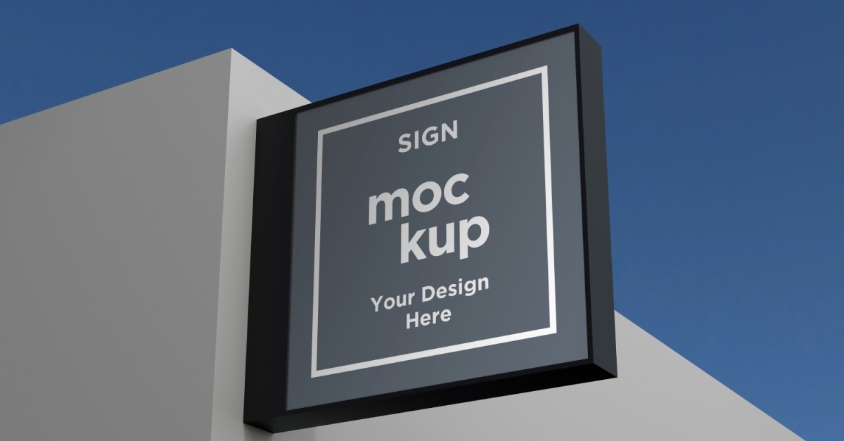 Square Shaped Black Billboard Signage Mockup Template