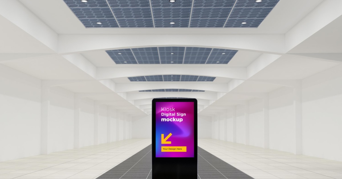 Digital LCD Display Sign Front View Mockup Template