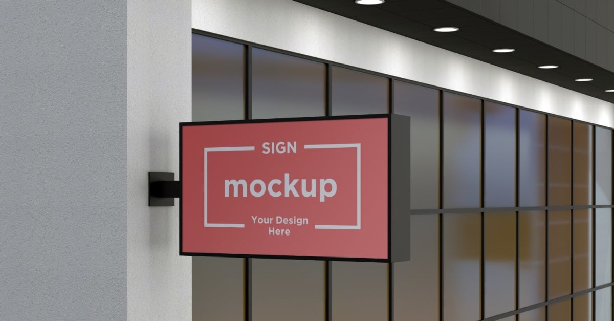 Rectangular Wall Mount Square Shape Signage Mockup Template