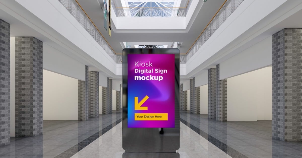 Totem Digital Sign Rendering Mockup Template