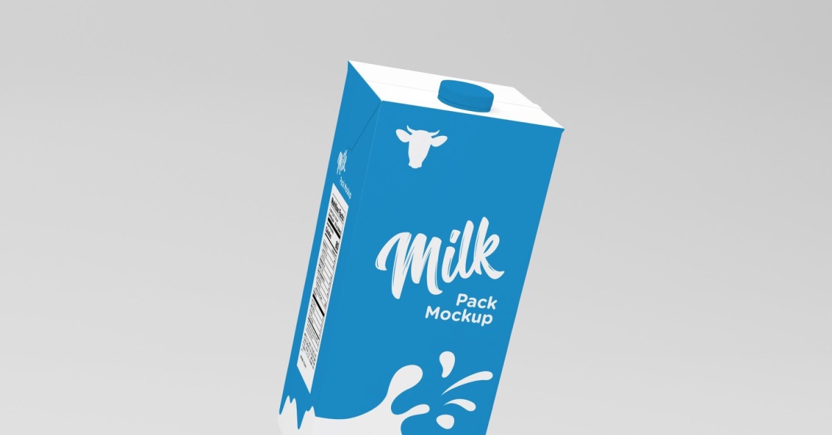 One Liter Tiled Box Milk Pack Packaging Mockup Template