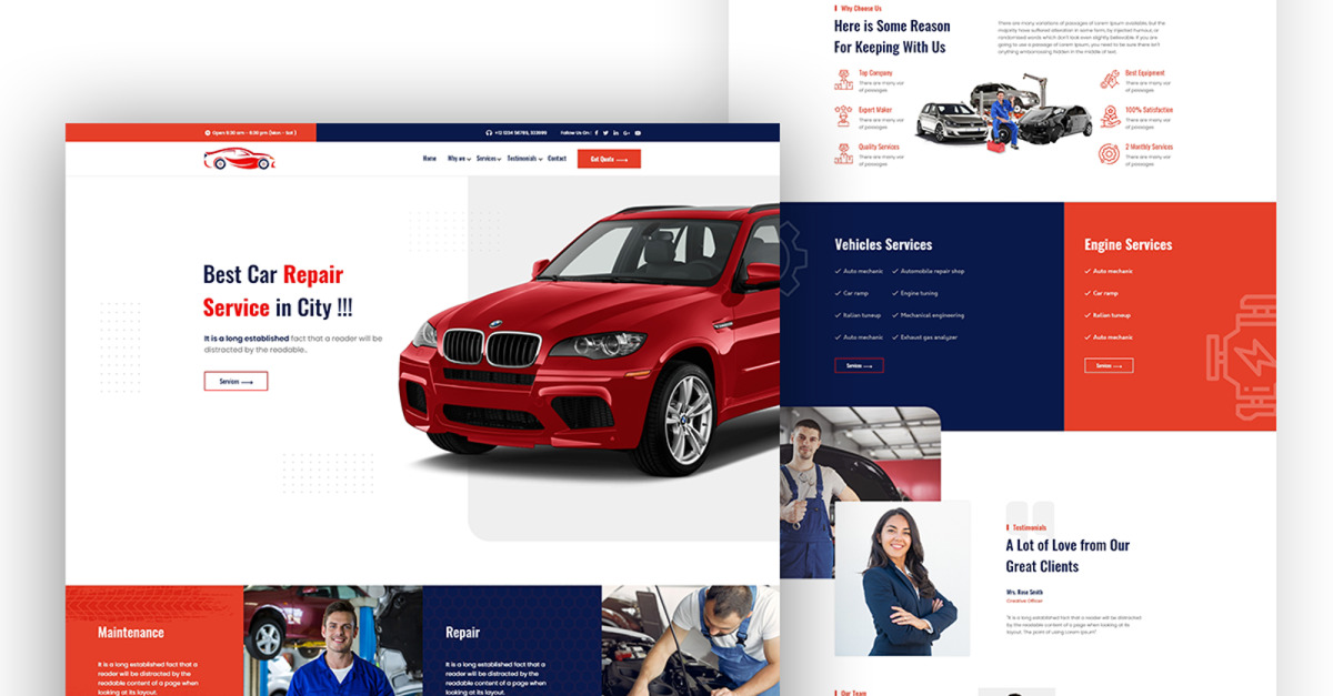 CarDoc Car Repair One Page UI Elements - TemplateMonster