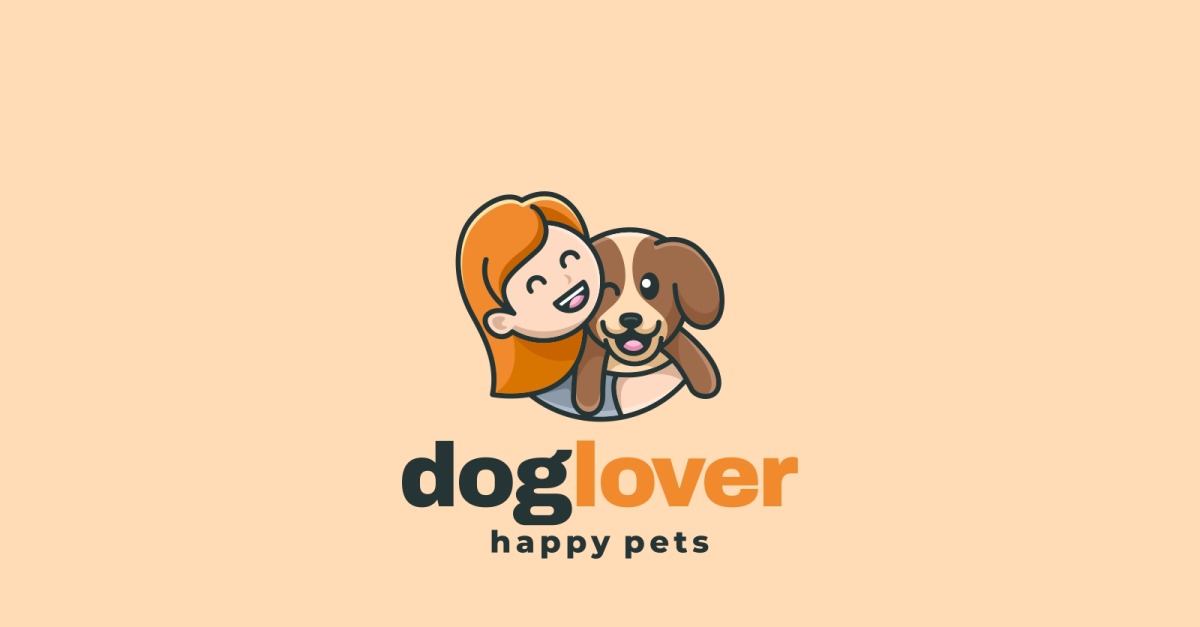 People and Dog Pets Cartoon Logo #190008 - TemplateMonster